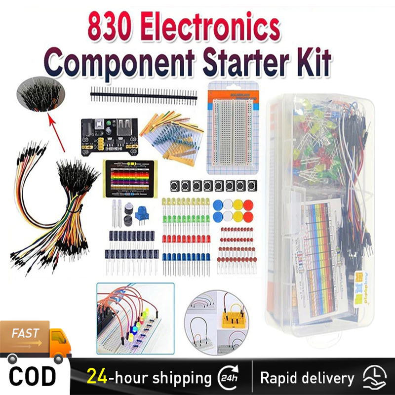 830 Breadboard Set Tie-points Breadboard Set Electronic Component Basic Starter Kit Resistor ...