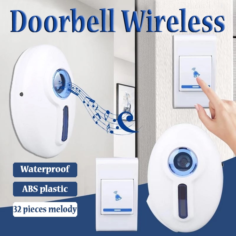 Doorbell Wireless Waterproof 100M Remote 32 Music Battery Powered Smart Doorbell Chime | Shopee ...