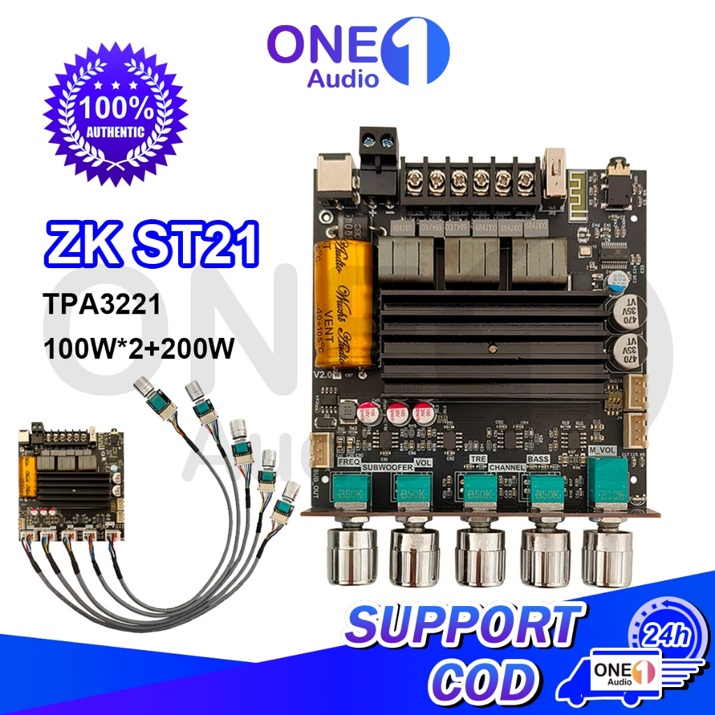 OneAudio ZK-ST21 Mini Amplifier Wuzhi TPA3221 2.1 Channel Bluetooth-compatible Amplifier Board ...