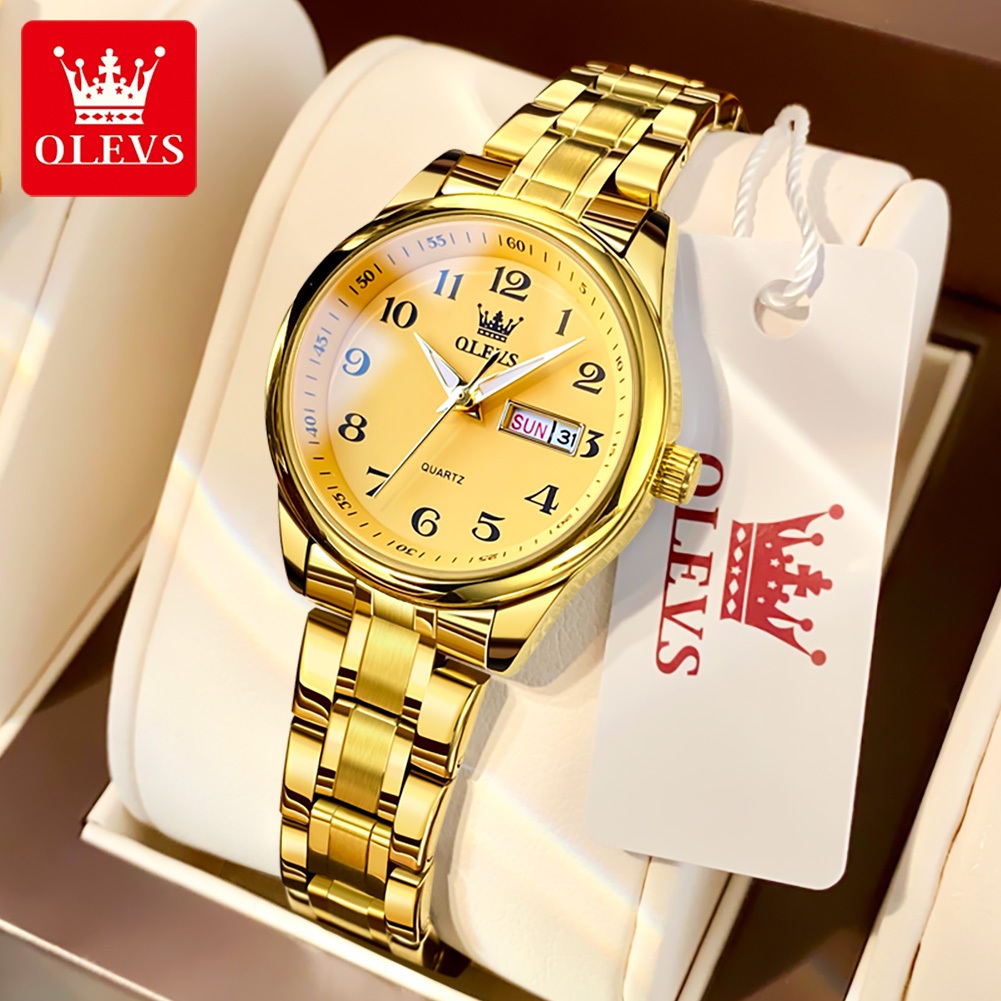 OLEVS Watch For Woman Elegant Gold Silver Women Waterproof Original ...