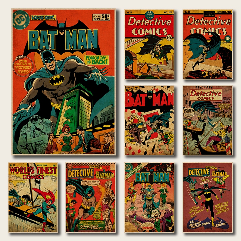DC Justice League Batman Retro Comic Hand Drawn Poster Prints Vintage ...