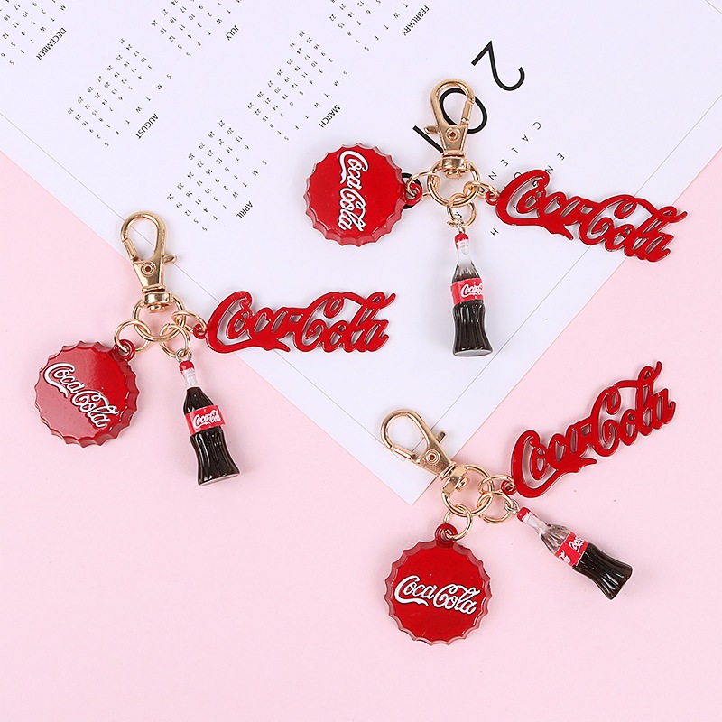 Creative Coca-Cola Bottle Key Ring Metal Drink Bottle Cap Pendants Key ...