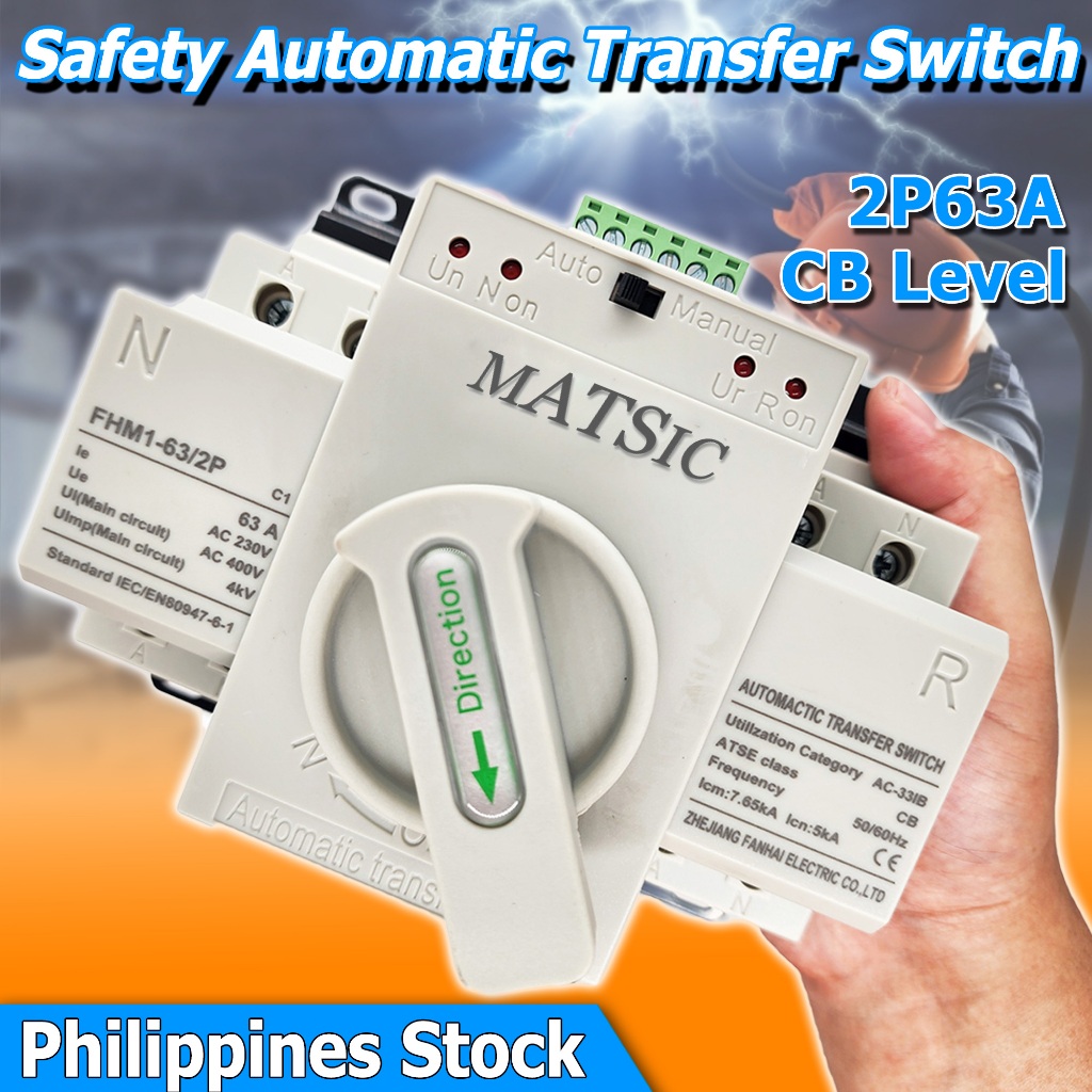 MCB type Dual Power Automatic transfer switch 2P 63A 100A ATS Circuit ...