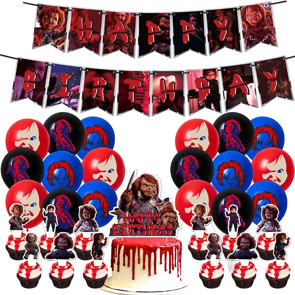Chucky Themed Birthday Party Decoration Birthday Banner Cake Topper ...