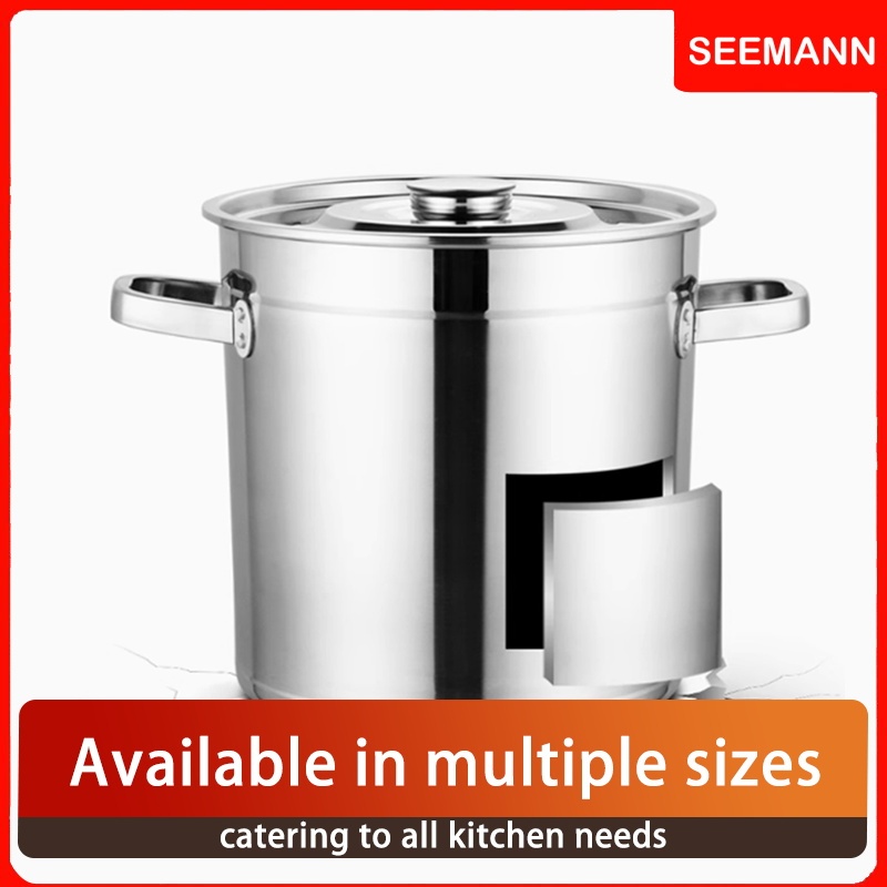 304 Stainless Steel Pot Household Bucket with Lid Soup Pot Extra Thick ...