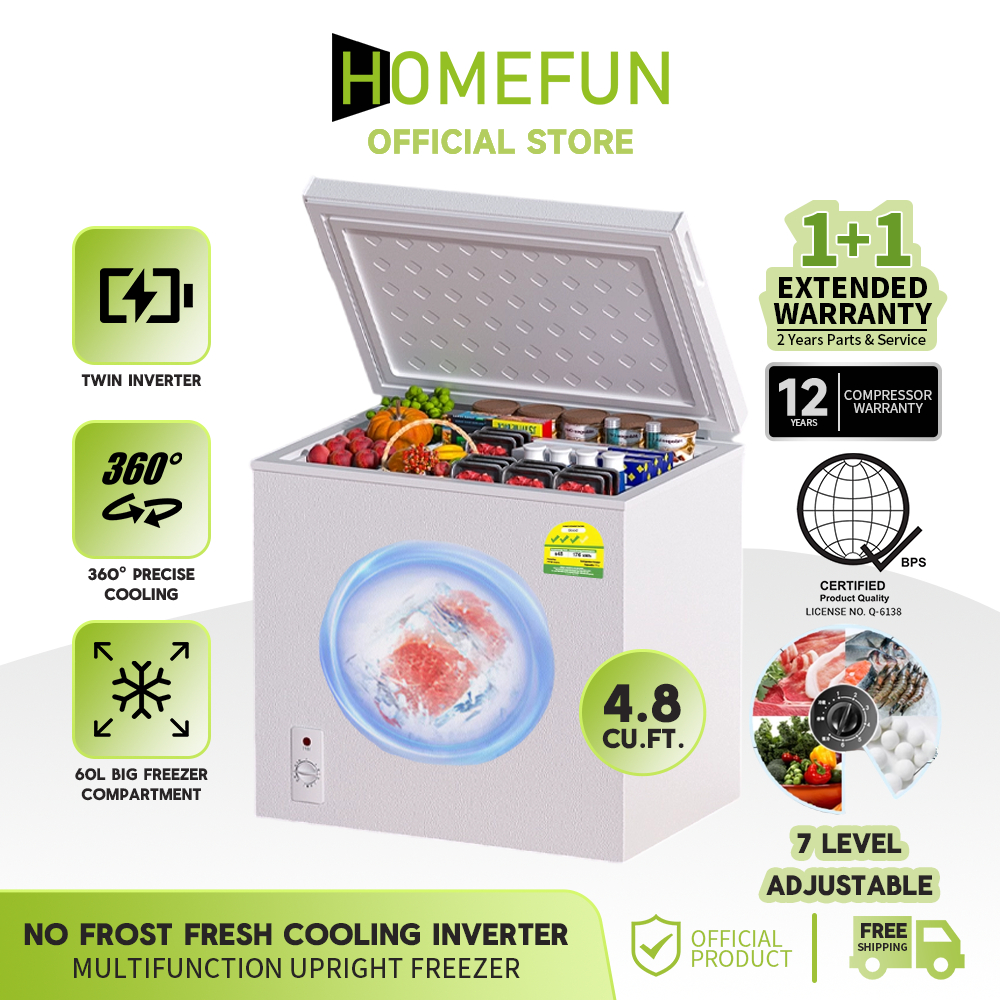 HOMEFUN Freezer Inverter Chest Freezer Refrigerator Mini Freezer ...