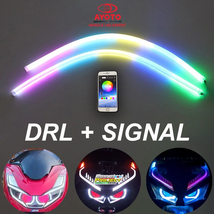 AYOTO eyeline LED strip light 2 mode DRL turn signal with welcome for motorcycle scooter 12V ...