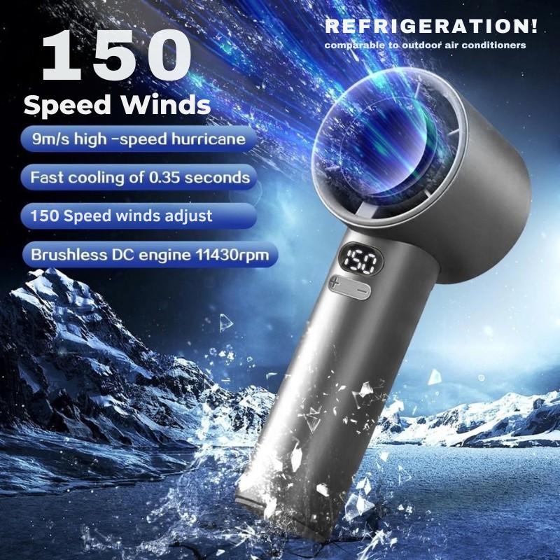 150/120-Speed Adjustable Handheld Turbofan with LED Screen ...