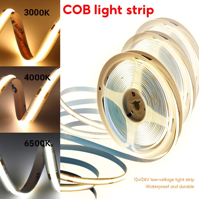LED Strip Light COB 5M/10M flexible light strip Cutable lighting 12V ...