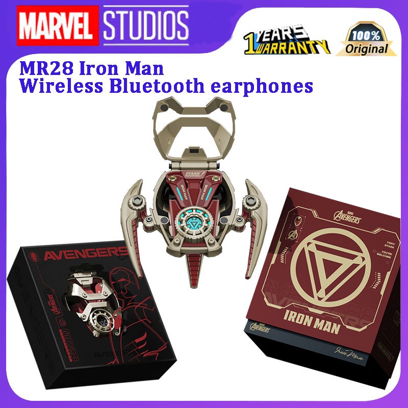 Disney Marvel MR28 Iron Man Mech Wireless Bluetooth Earphones Half In ...