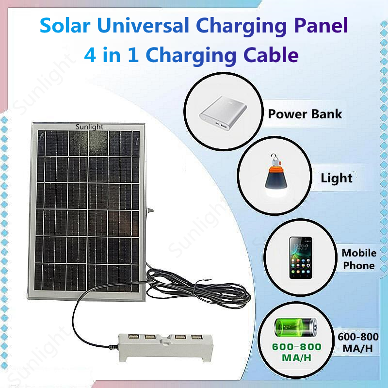 LED Solar Panel Fast Charging With 4 USB Ports 6V 6W Solar Panels ...