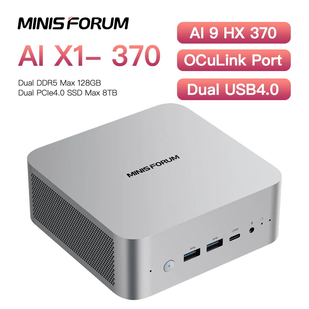 MINISFORUM AI Mini PC X1-370 AMD Ryzen AI9 HX 370 DDR5 Ram PCIe4 SSD ...