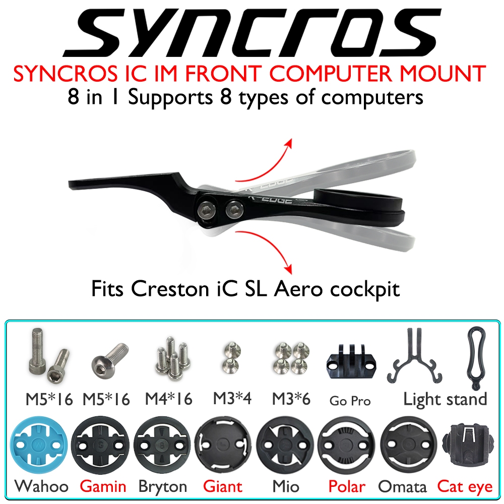 Syncros Bike Computer Mount for Creston iC SL Aero Cockpit, Compatible with Garmin Wahoo Bryton ...