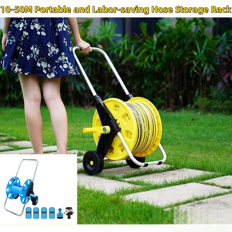 10-50M Hose Storage Rack, Portable and Labor-saving Water Pipe Reel ...