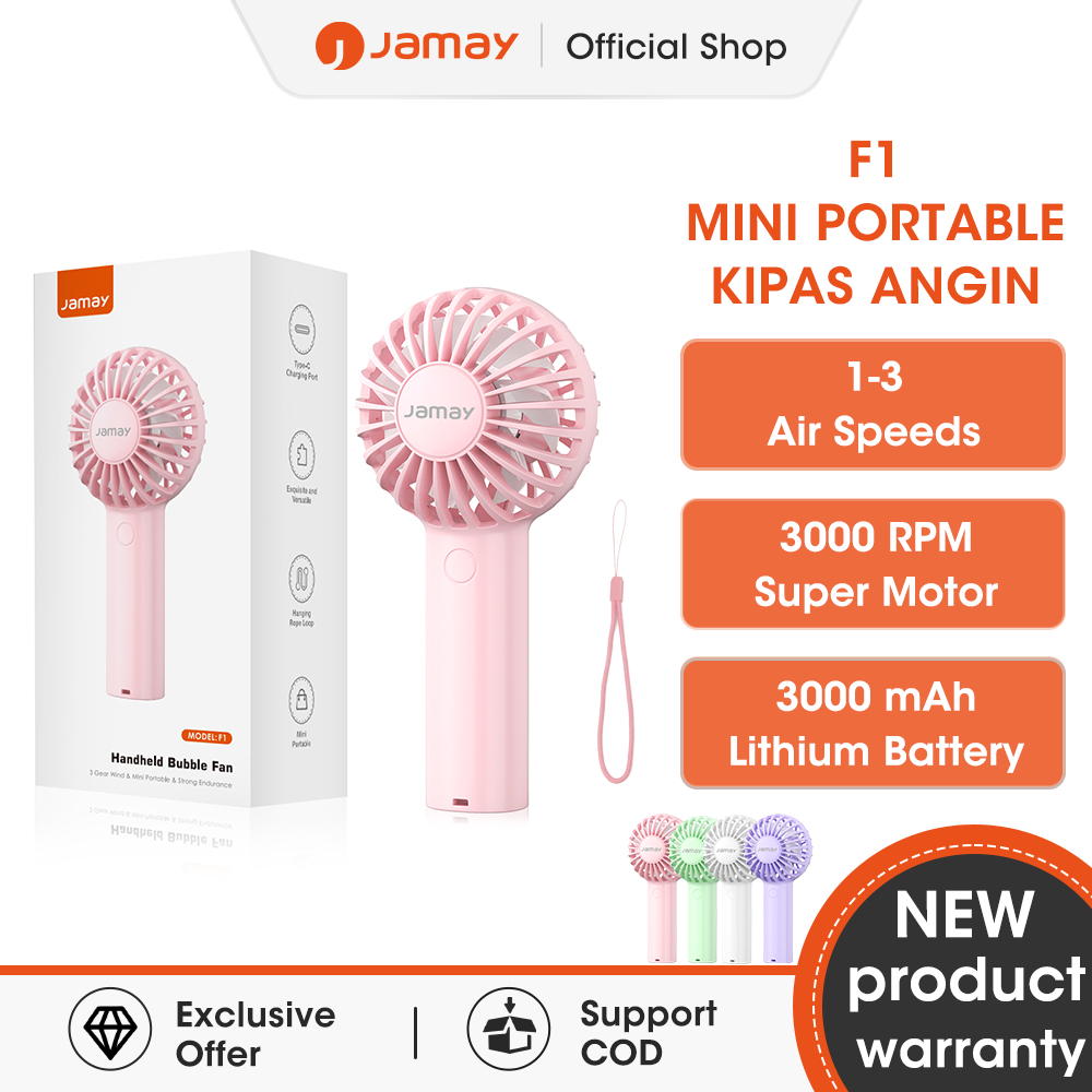 Jamay Mini Fan Portable and Lightweight 3 Speed Wind Hand Fan Small ...