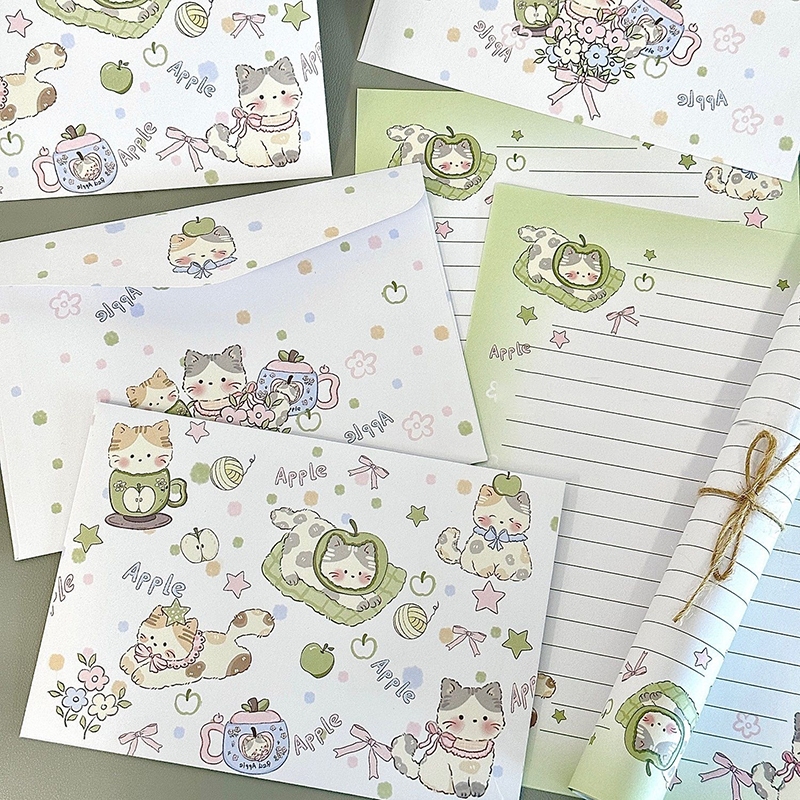 8pcs/set Cute Cats Envelopes with Letter Pads DIY Love Letter Writing ...