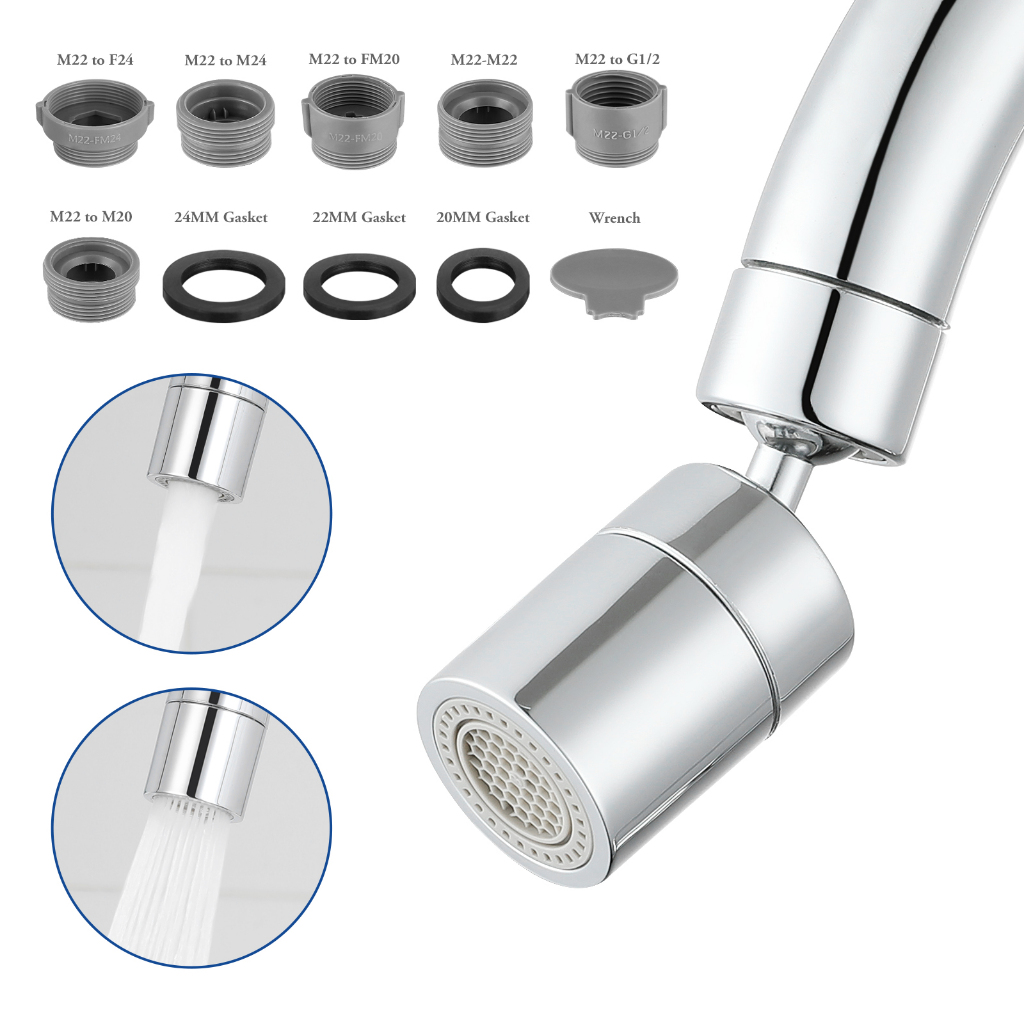 360 Degree Swivel Solid Kitchen Sink Faucet Aerator with 6 Universal ...