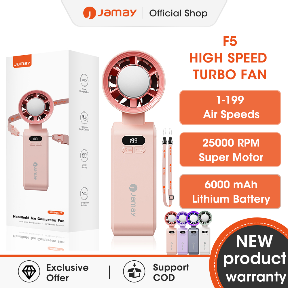 JAMAY F5 Fan Portable Turbo Fan High Speed kipas mini 135° folding fan ...