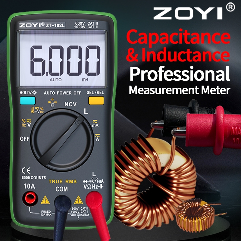 ZOYI ZT-102L 6000 Counts Digital Multimeter Portable Auto Ranging ...