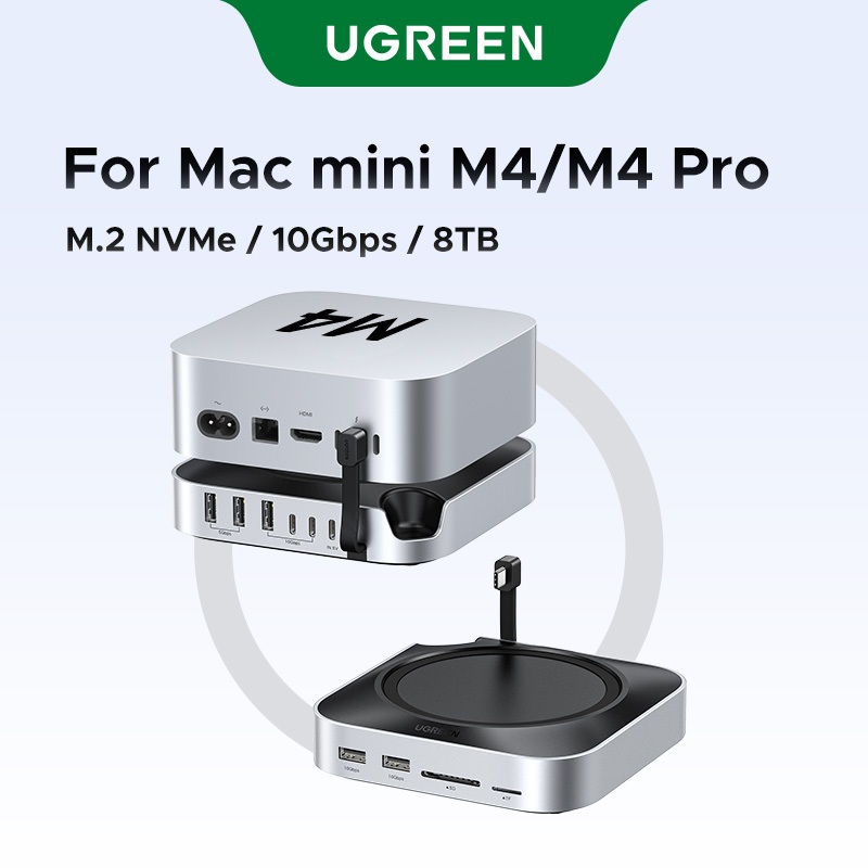 UGREEN USB HUB Docking Station for Mac Mini M4 M4 Pro M.2 NVMe SSD 8TB Max 10Gbps USB-A&C Ports ...