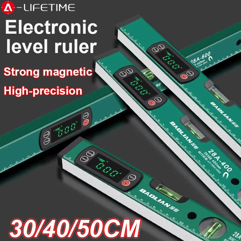 30/40/50/60cm Electronic Digital Display Level Ruler 90 Degree Magnetic ...