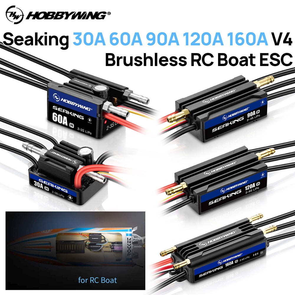 HOBBYWING Seaking Brushless ESC Boat Sensorless ESC 30A 60A 90A 120A ...