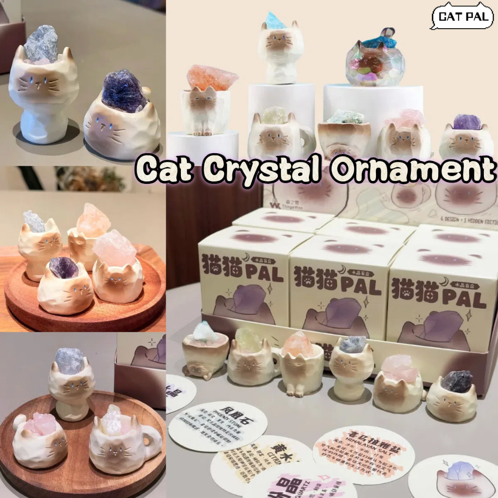 Cat Crystal Blind Box Cute Animals Furniture Ornament Model Office ...