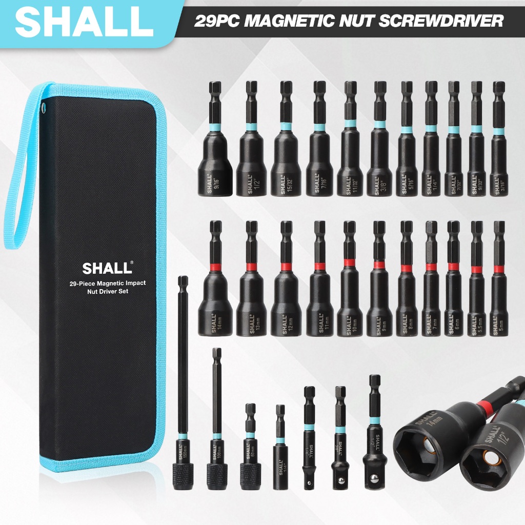 SHALL 29PCS magnetic nut driver kit, 1/4 "hexagonal shank impact drill ...