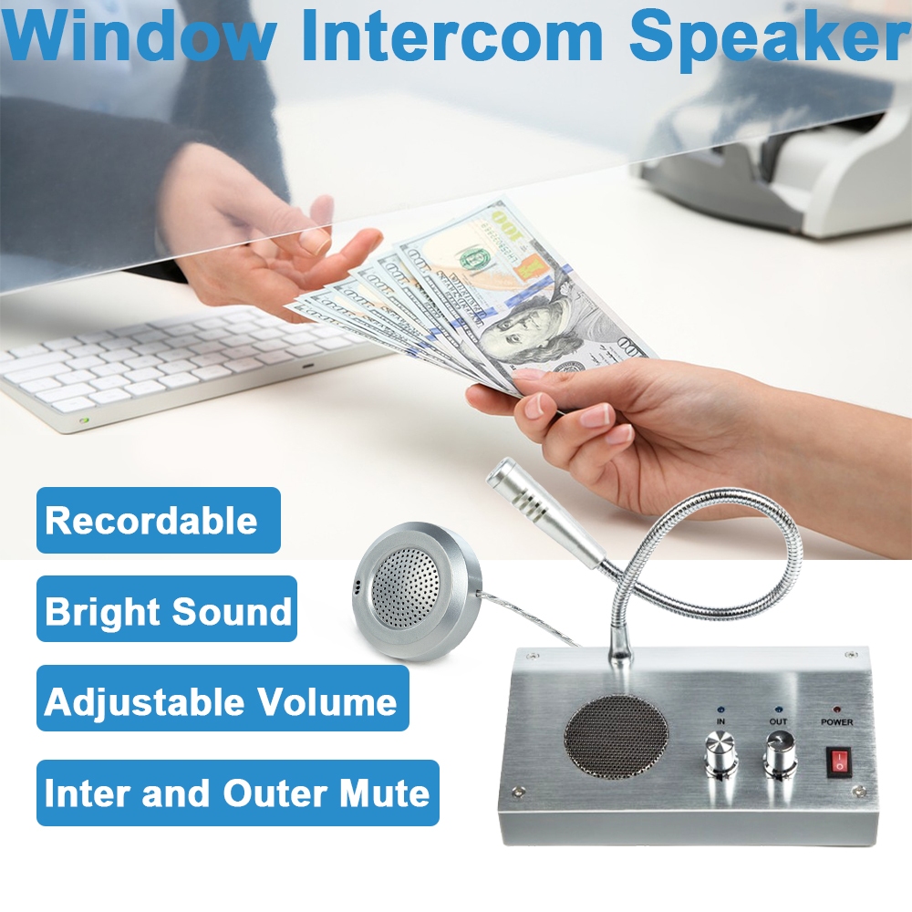 Window Mic and Speaker Intercom System Dual Way Bank Counter Shop ...