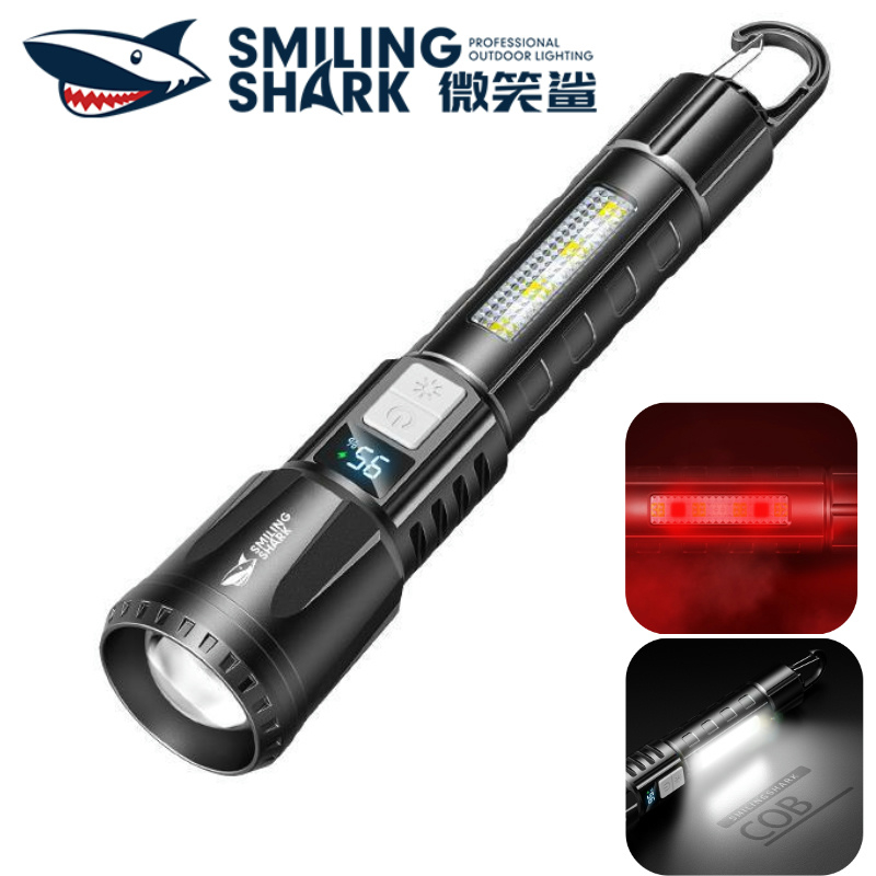 SMILING SHARK SD5385 LED Flashlight COB Camping Light 6Mode Type-c ...