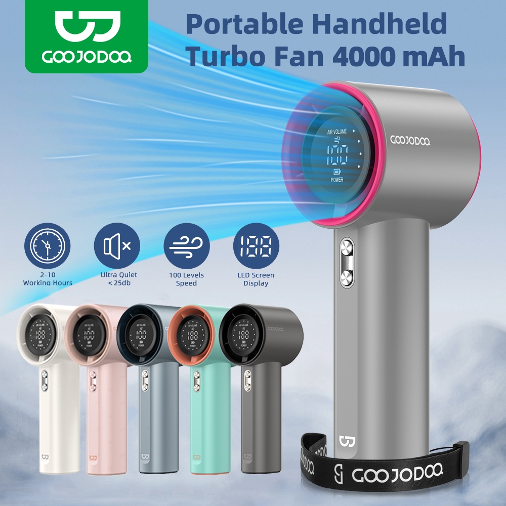 GOOJODOQ Fan 4000 mAh Turbo Mini Fan Rechargeable Handheld Portable ...