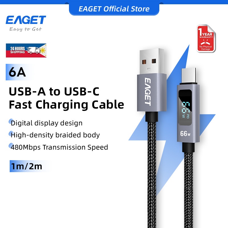 EAGET 6A USB to Type C Cable Digital Display USB Type-C Cable For ...