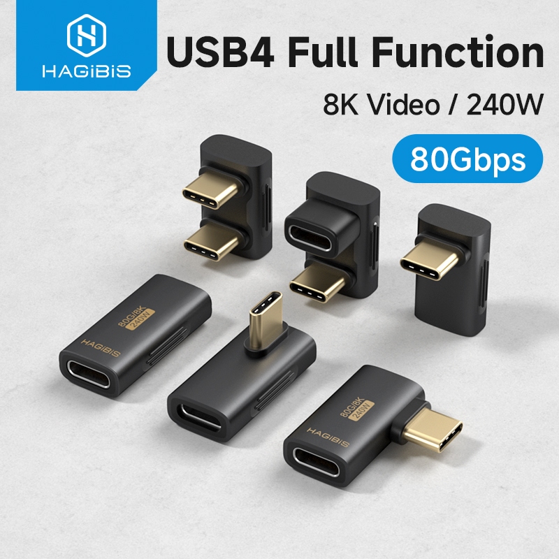 Hagibis USB4 Adapter PD240W 80Gbps 8K USB C to Type-C 90 Degree Right ...