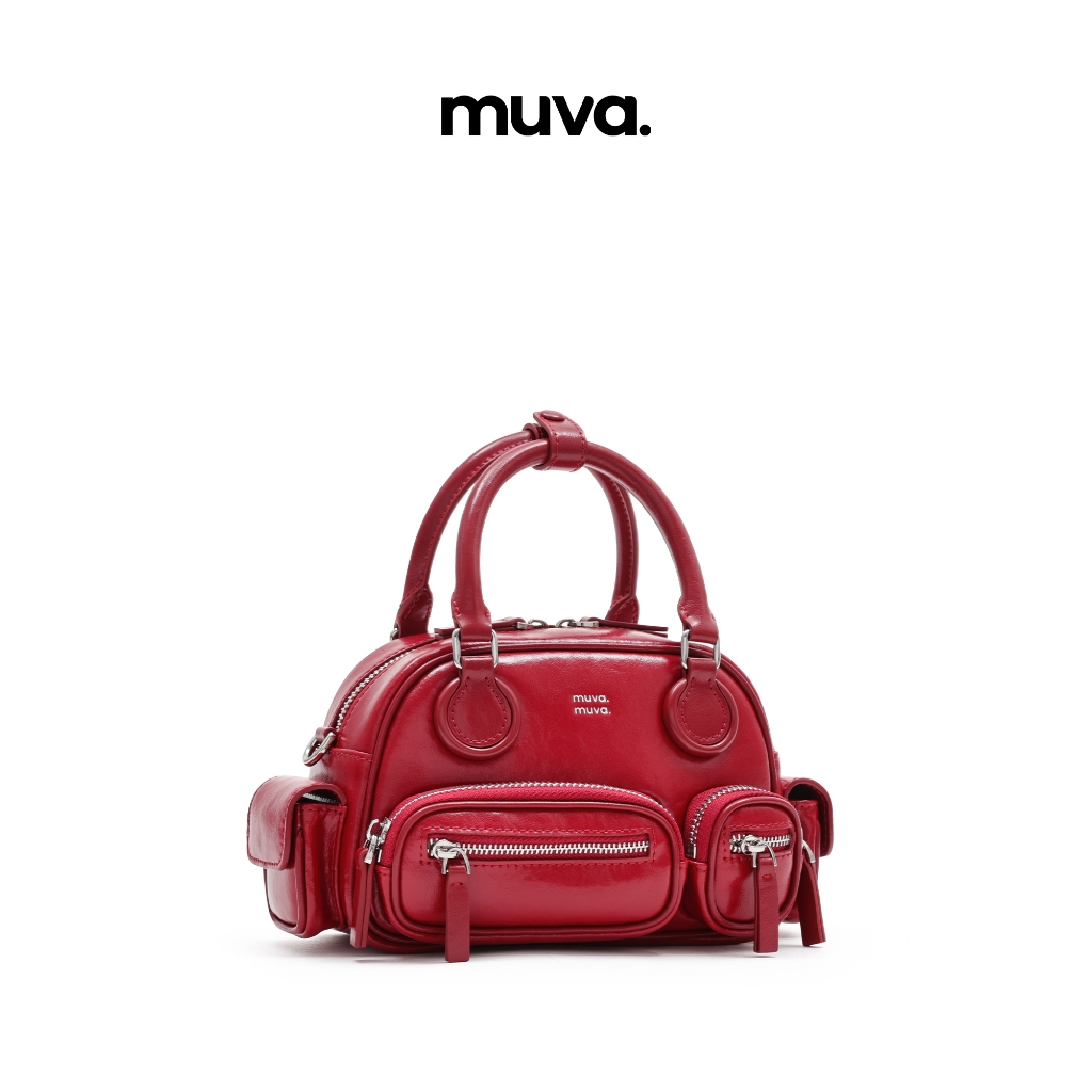 MUVA genuine leather bowling bag handbag motorcycle style | Shopee ...