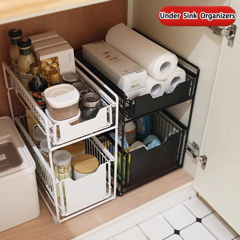 Under Sink Organizers and Storage,Kitchen Cabinet with Sliding Drawer ...