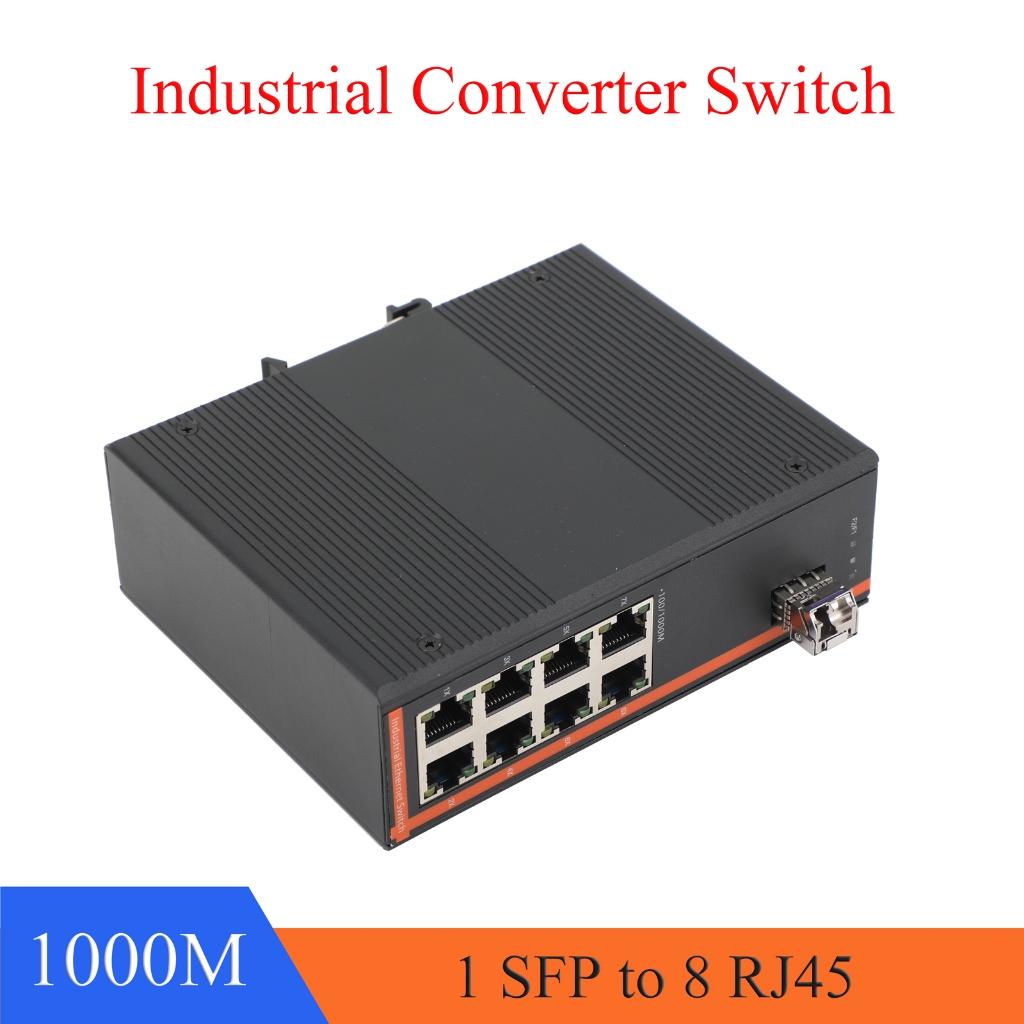 1PCS Gigabit SFP Industrial Transceiver 1 SFP to 8 RJ45 10/100/1000M ...
