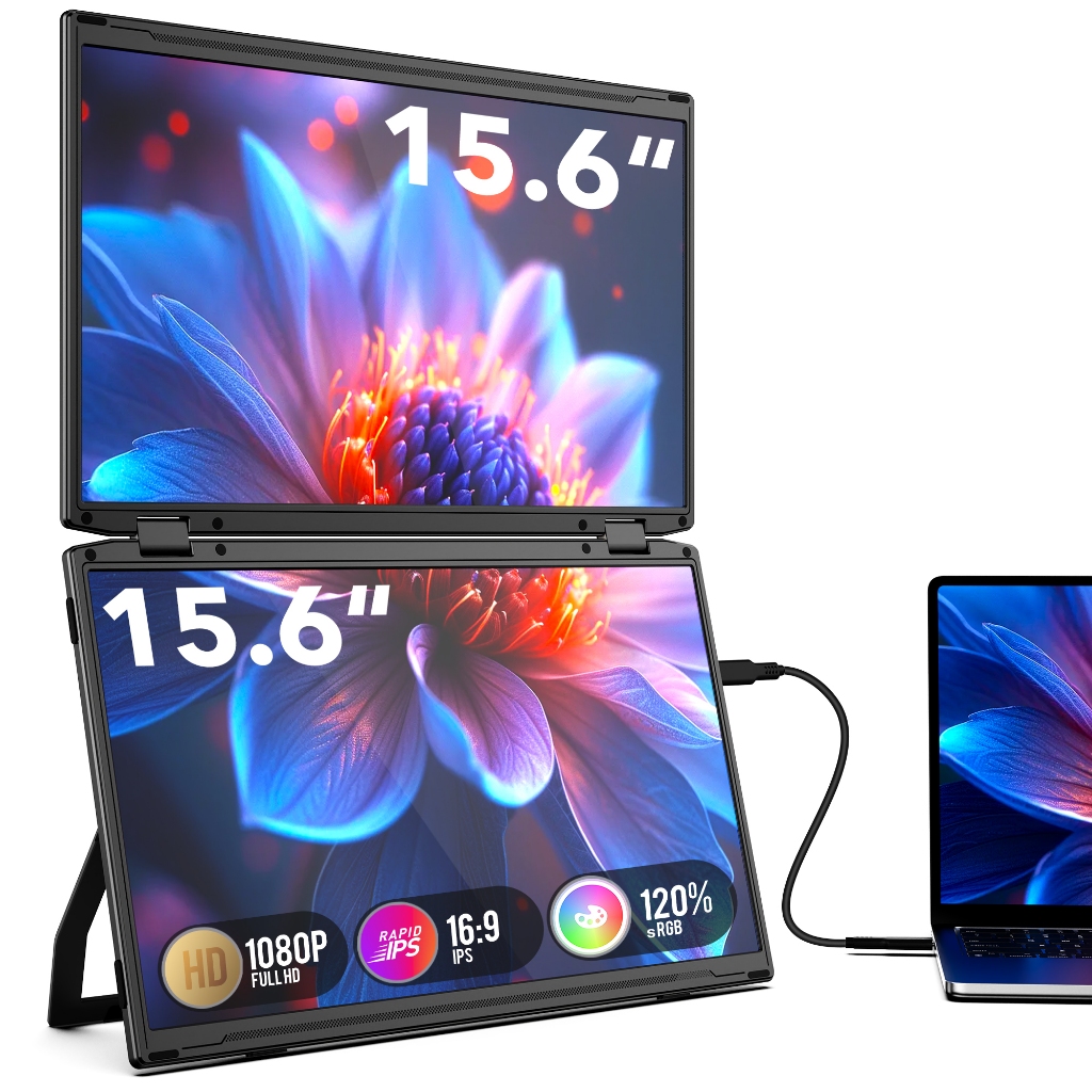 OFIYAA Laptop Screen Extender 15.6" Dual Portable Monitors 1080P 120% ...