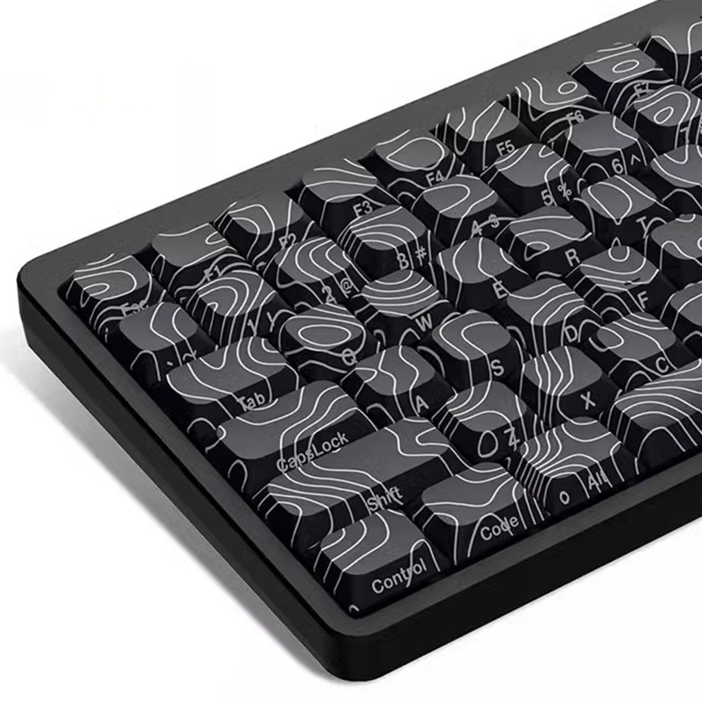 YMDK 131 Blcak White Contour Lines Low Profile PBT Dye Sublimation ...
