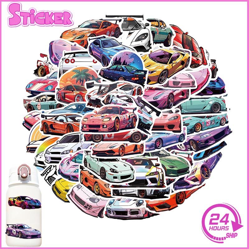 50PCS Funny Racing Cars JDM Stickers PVC Waterproof Supercar Diy ...
