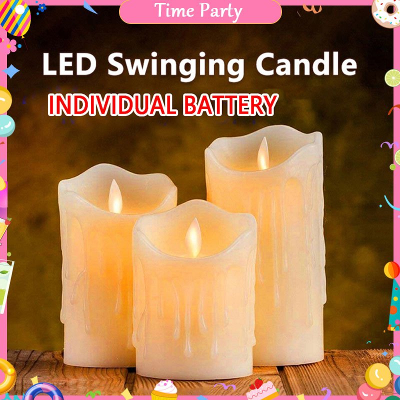 LED Swing Lifelike Candle Romantic Cylindrical Flickering Light ...