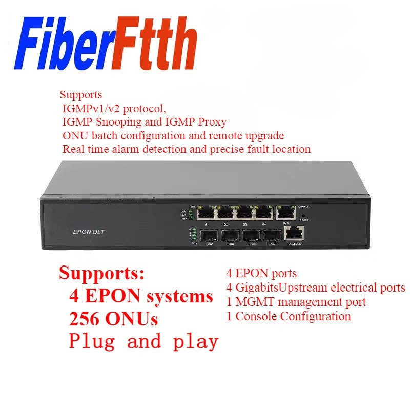 EPON OLT 4PON Ports Hioso FTTH CATV OLT Plug Vs V1600D 1.25G PX20 ...
