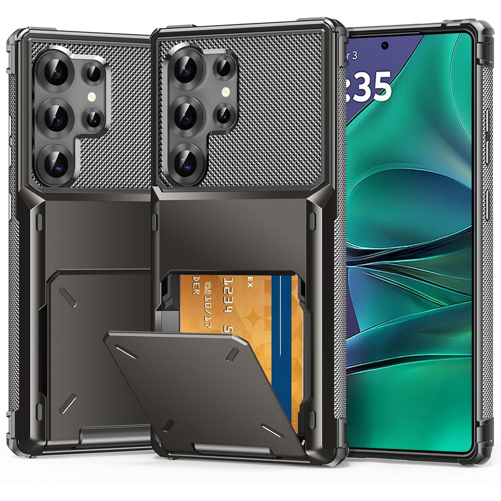 Large Capacity Card Slot Shockproof Heavy Hard Case for S25 Ultra S24 ...