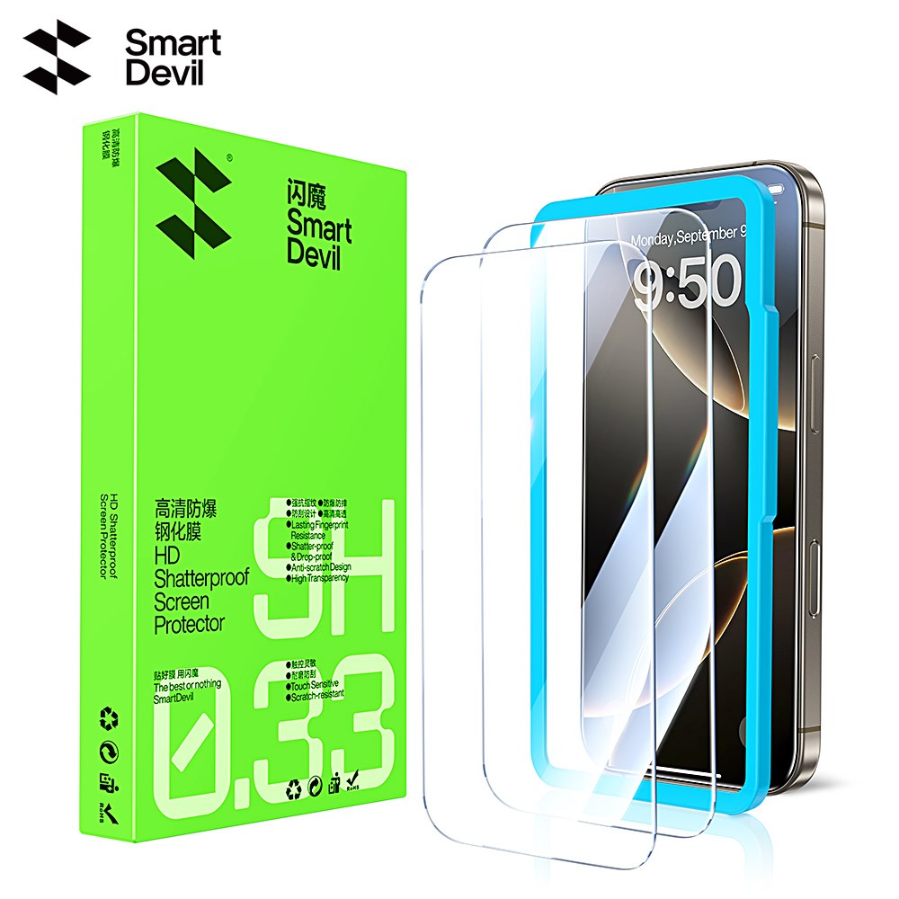 SmartDevil 2.5D Tempered Glass For iPhone 16/16Pro/16Plus/16ProMax Full Screen HD Drop ...