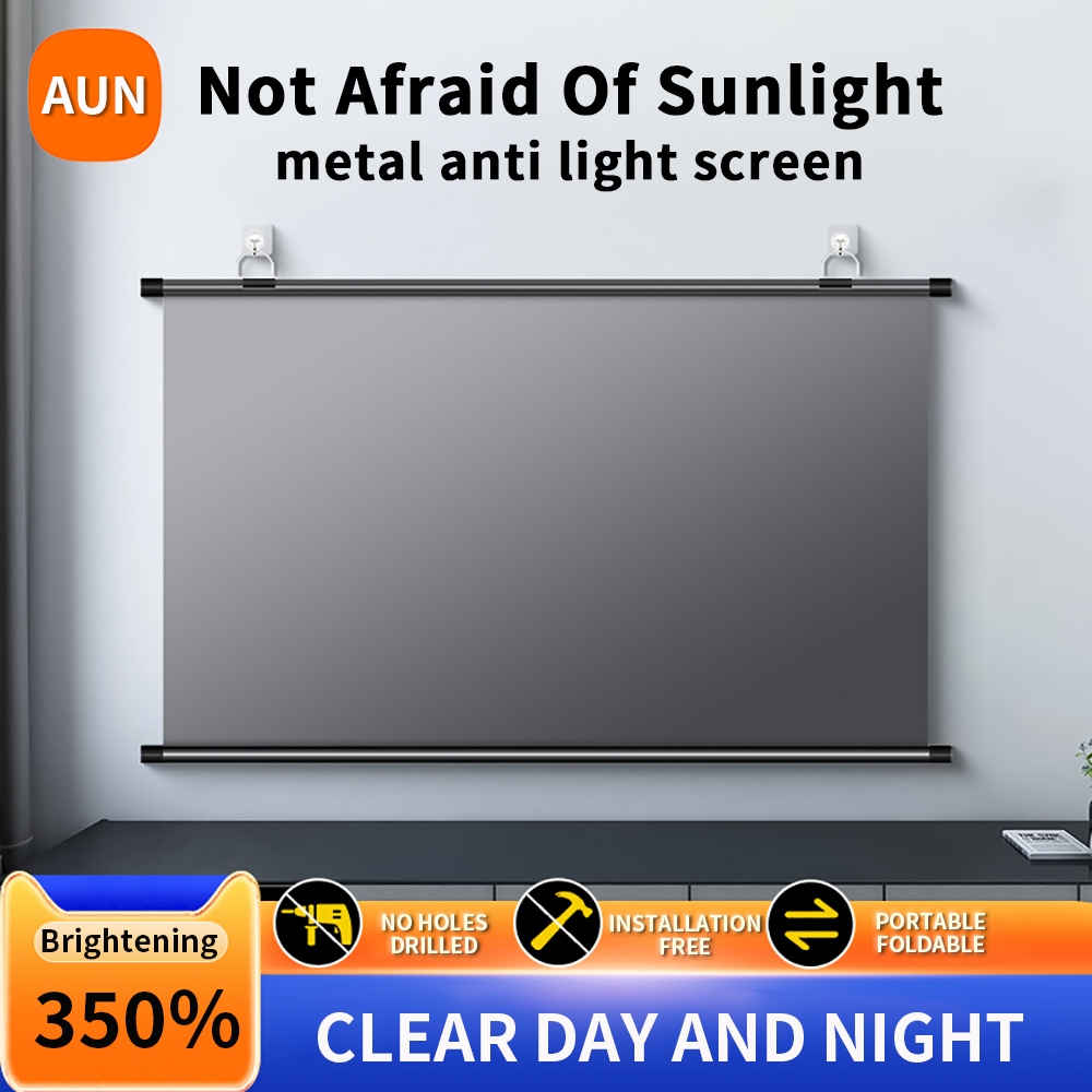 8K HD metal anti-light projector screen pull down roll up white screen ...