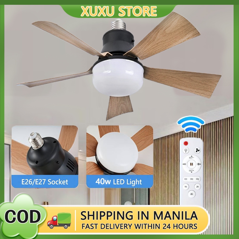 Bulb With Fan 40W Chandelier Ceiling light With Fan And Remote 2 IN 1 ...