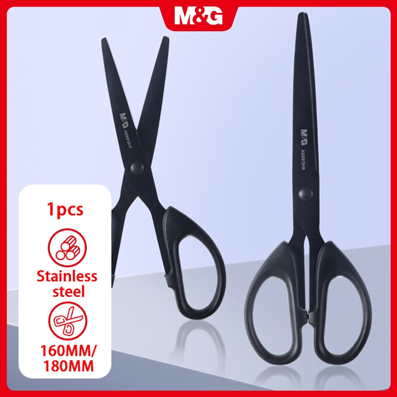 M&G 160mm Wear-Resistant Black Blade Scissors, Stainless Steel Blades ...