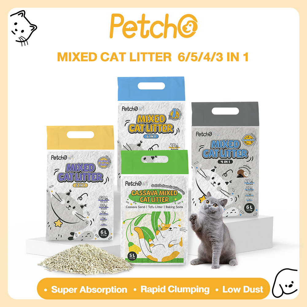 Petcho Cassava Mixed Cat Litter 3 In 1 Deodorizing Mixed Bentonite Cat ...