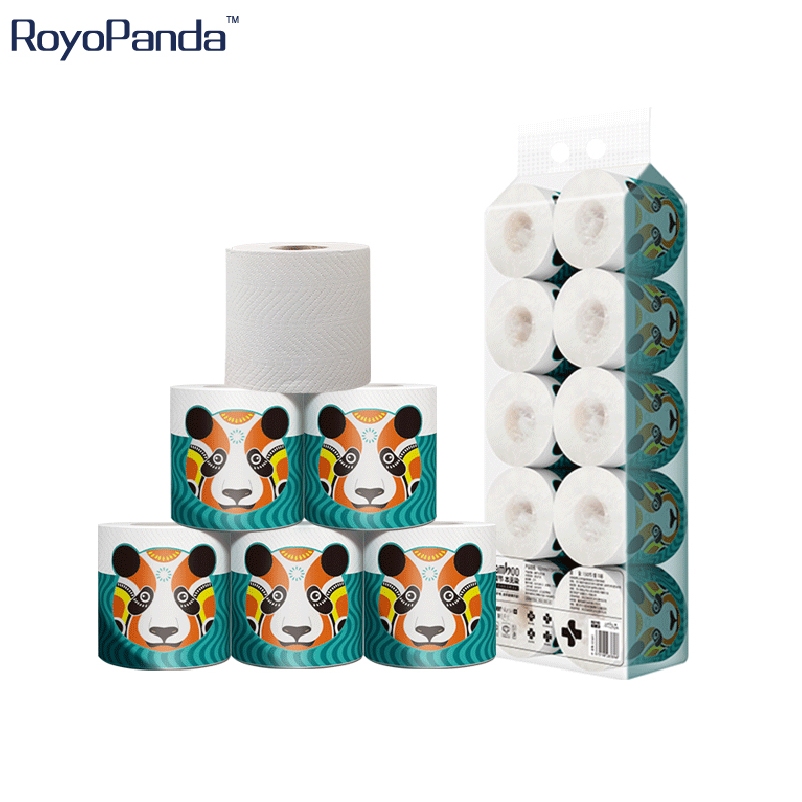 【10Gulung】Royo Panda Roll Tissue 102*115mm Water Soluble Toilet Tissue ...