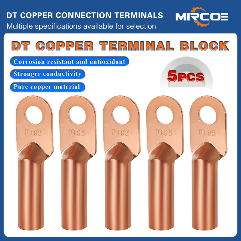 5(PCS) DT10 to DT300 DT copper nose terminal block Lug 10mm2-300mm2 ...