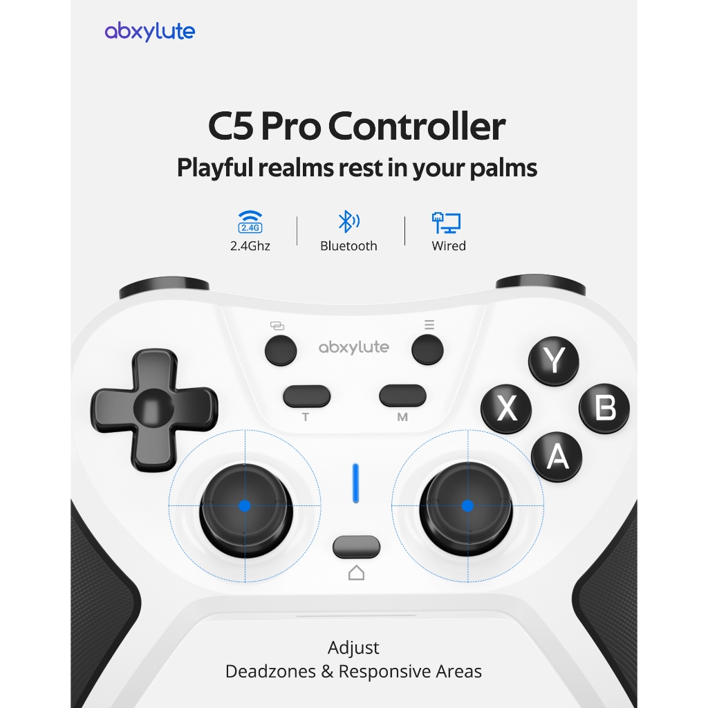 abxylute C5 Pro Wireless Gaming Controller – Tri-Mode Bluetooth/2.4G/USB, Hall Effect Joystick ...